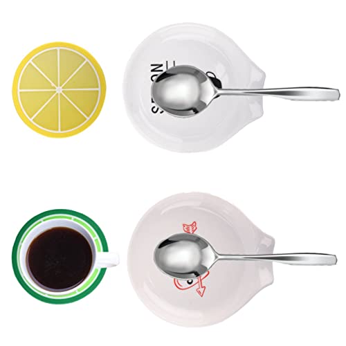 2Pcs Spoon Rest, 4in Coffee Spoon Rest Kitchen Cooking Spoon Holder for Stove Top, Kitchen Counter & Coffee Bar Station, Small Ceramic Spoon Rest for Spoon Fork Ladles Whisks and Kitchen Gadgets