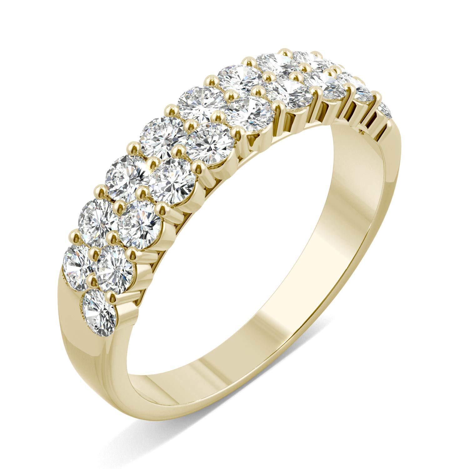 14K Yellow Gold Moissanite by Charles & Colvard 2.4mm Round Band-size 8 1.00cttw DEW