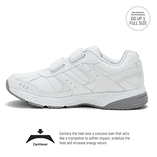Avia Avi-Union II Strap Non Slip Shoes for Women – Comfort Safety Shoes for Work, Nursing, Restaurants, & Walking – White/Chrome Silver, 7 Wide