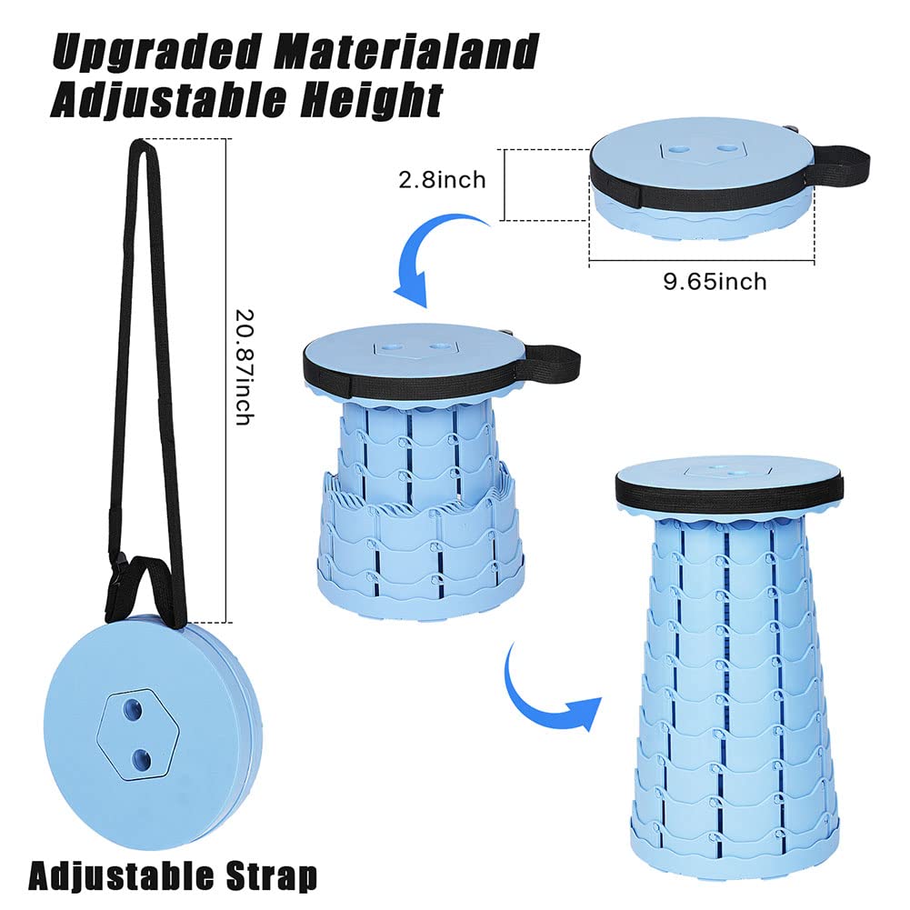 2022 Upgraded Folding Telescoping Stool Portable, Retractable Collapsible Camping Stool for Adults Lightweight with Max Load 550lbs for Camping Fishing Hiking BBQ