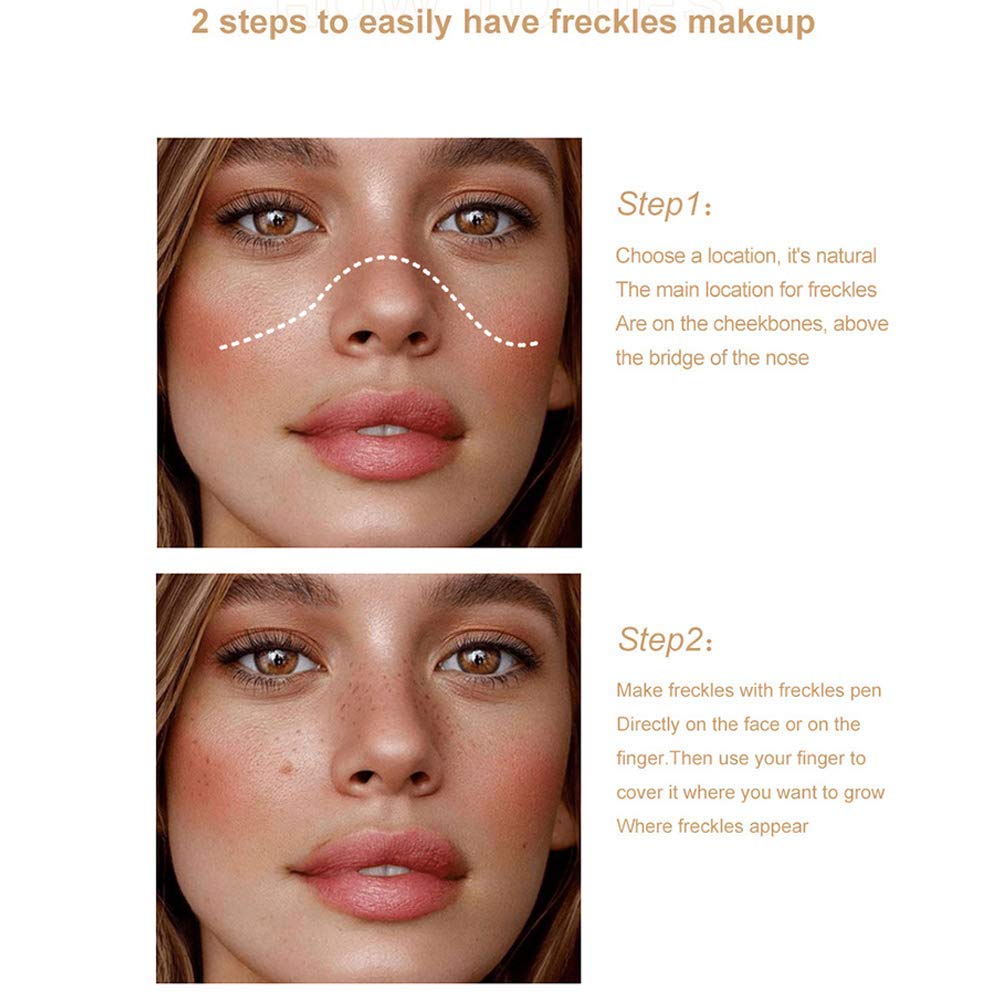 Natural Freckle Pen - 2Pcs for Different Color, Light Brown & Dark Brown, Long Lasting Waterproof Neutral Lightweight Freckle Makeup Tool