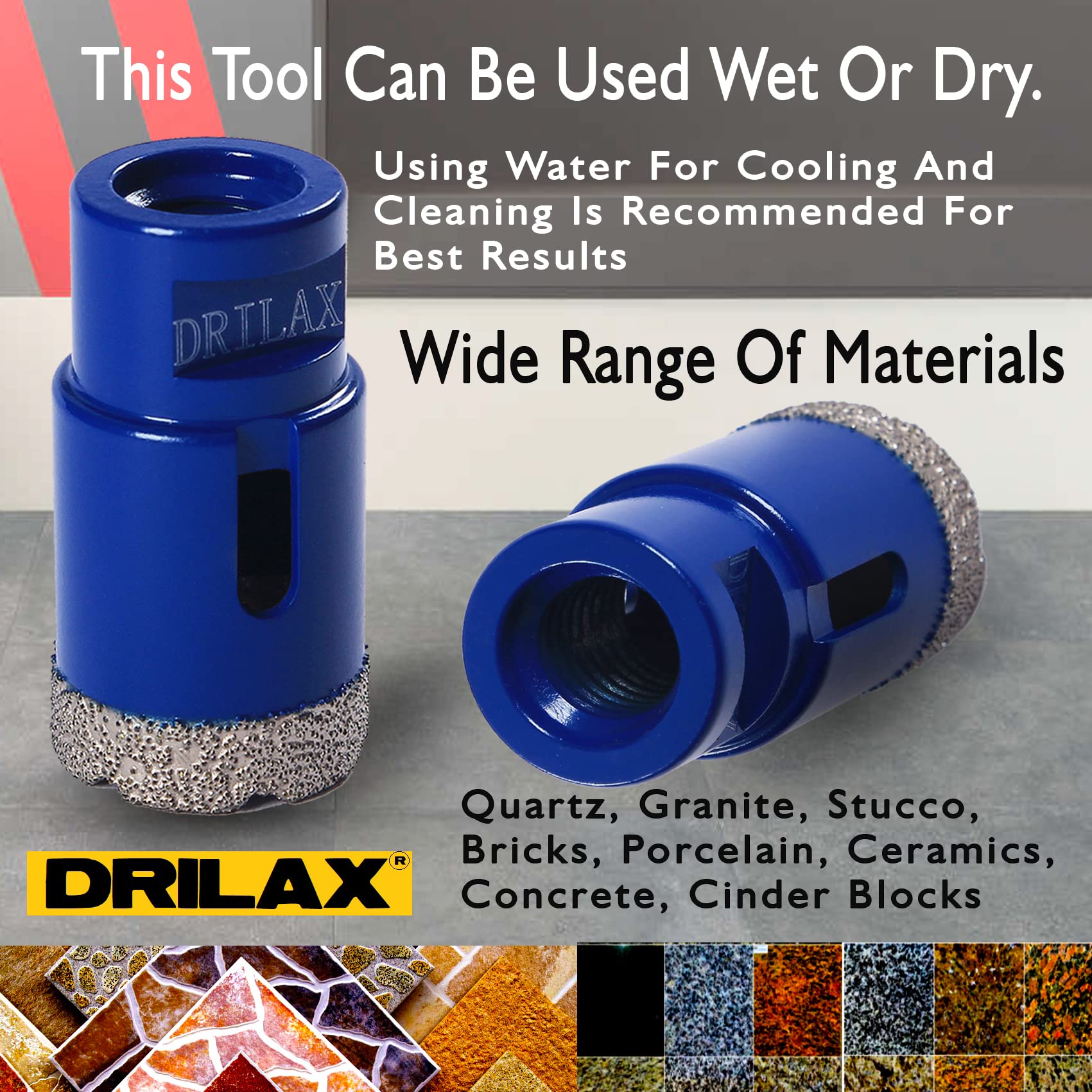 Diamond Hole Saw for Angle Grinders Masonry Concrete Granite Quartz Porcelain Ceramic Tile Hole Saw Brick 5/8"-11 Threaded Connection Heavy Duty Diamond Core Hole Saw Dry (1-1/4 inch)