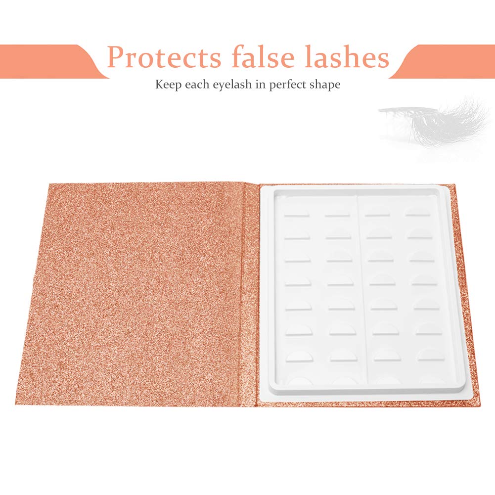 16 Pair Eyelash Storage Book,Makeup Display Sample Container,Eyelash Catalog Travel Glitter Paper rose gold