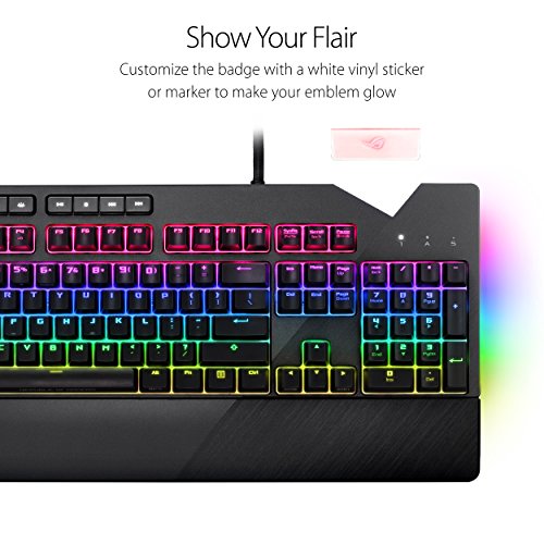ASUS ROG Strix Flare (Cherry MX Brown) Aura Sync RGB Mechanical Gaming Keyboard with Switches, Customizable Badge, USB Pass Through and Media Controls