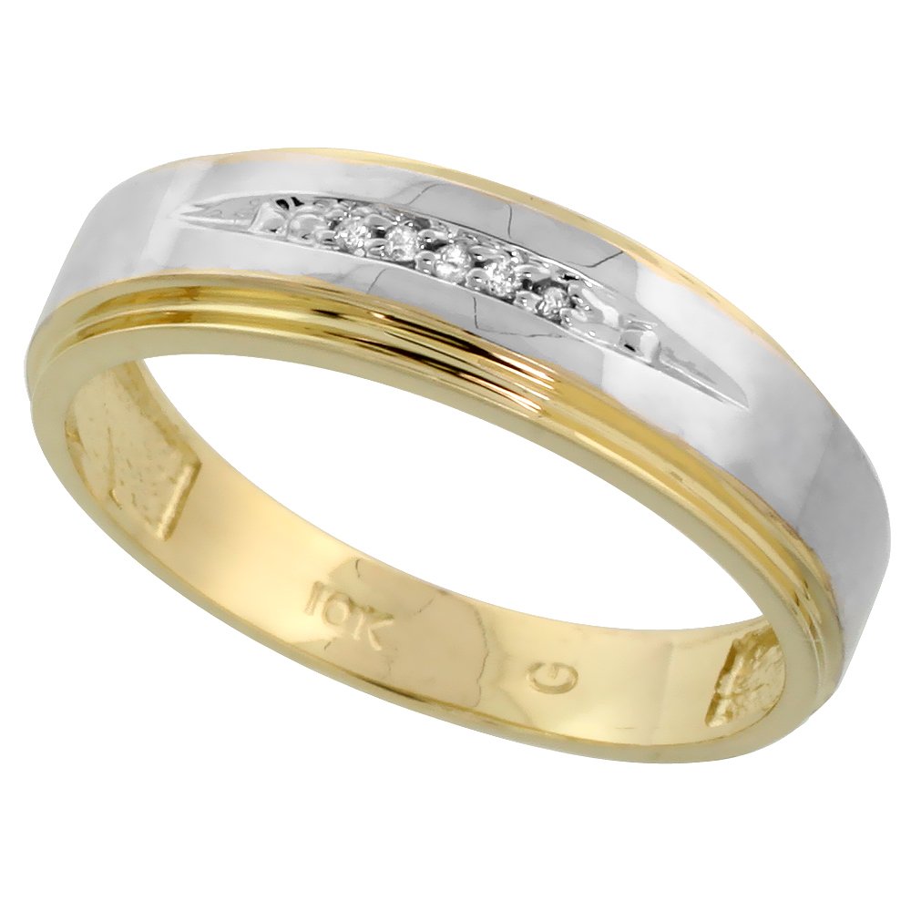 10k Gold Diamond Trio Engagement Wedding Ring Set for Him and Her 3-piece 6 mm & 5 mm 0.11 cttw size 9