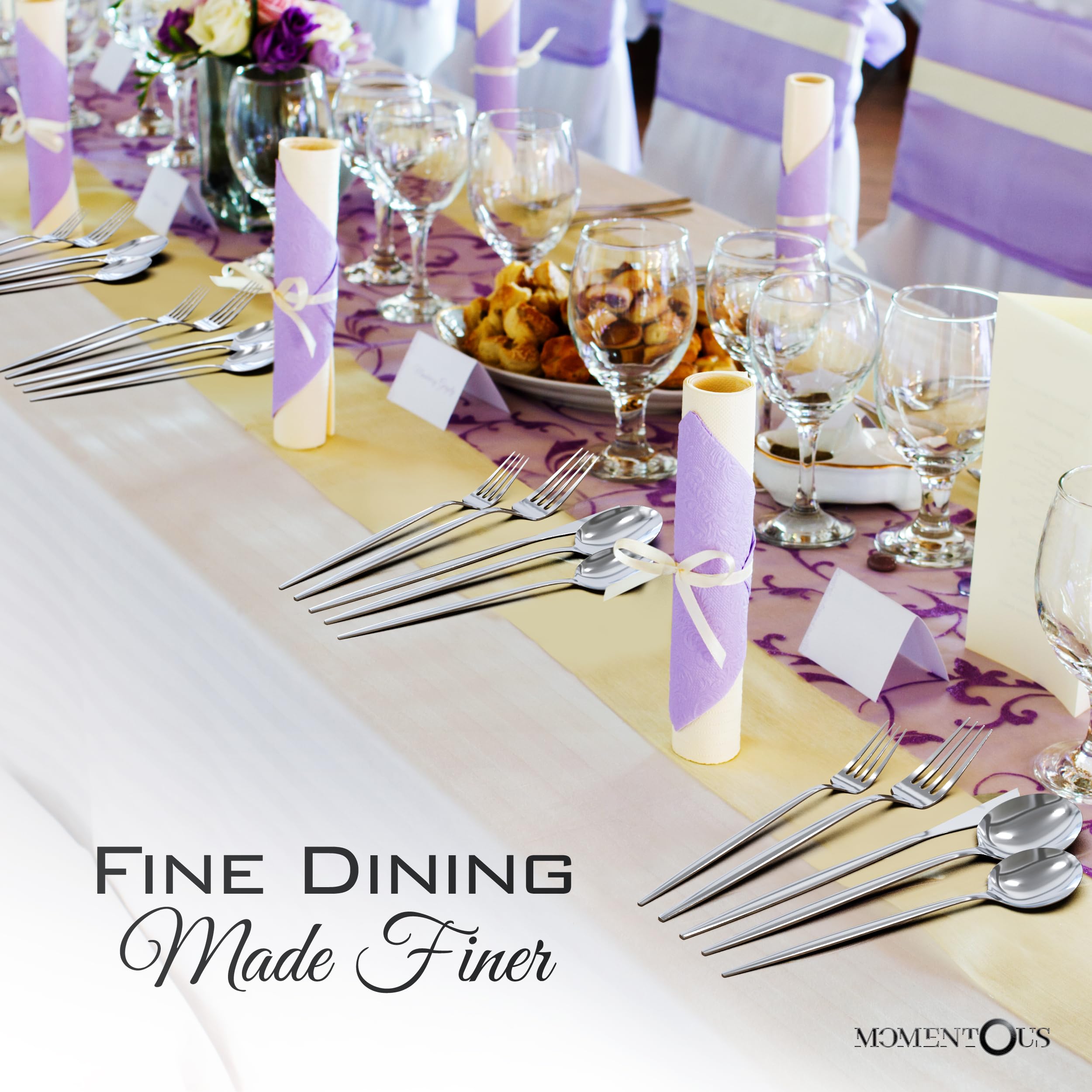 40 Piece Stainless Steel Flatware Sets for 8 with 1 Knife, 2 Spoons, and 2 Forks Kitchen Silverware Sets, Cutlery Set for 8, Kitchen Essentials