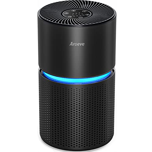 AROEVE Air Purifiers for Home Large Room Up to 1095 Sq Ft Air Cleaner Coverage CADR 220m³/h H13 True HEPA Remove 99.9% of Dust, Pet Dander, Pollen for Office, Bedroom, MK03- Black