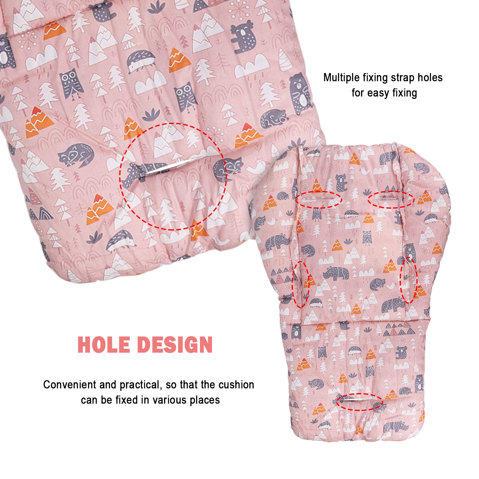 Longwuny High Chair Cushion, High Chair Cover Padhigh Chair Pad Cover, Soft and Comfortable, Light and Breathable, Make The Baby Sit More Comfortable (Pink Forest Animal Pattern)
