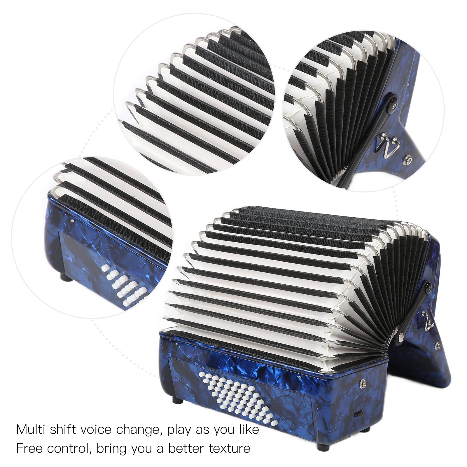 26 Key 48 Bass Piano Accordion, Professional Accordion with Accordion Backpack and Shoulder Strap Celluloid Accordion for Daily Practice Music Performance