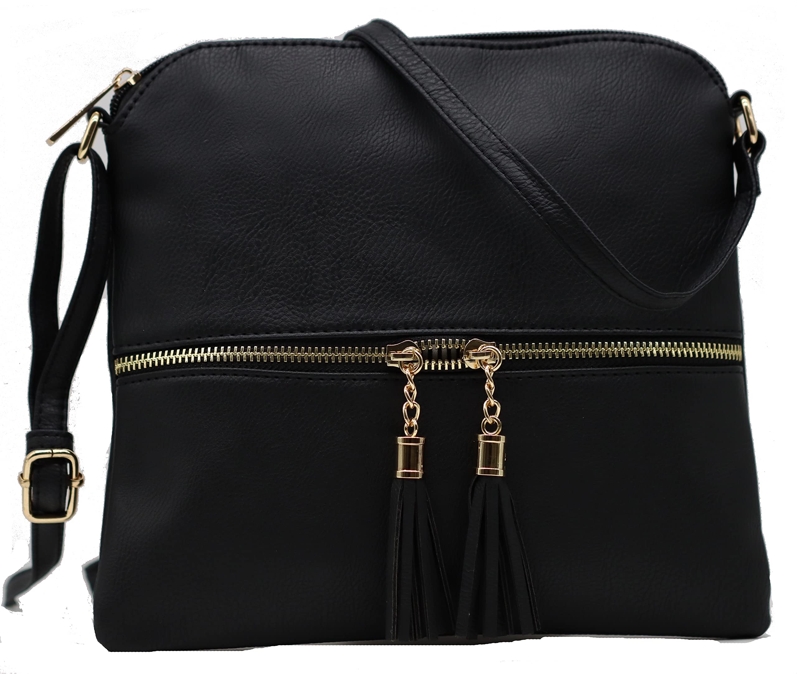 Amaze Medium Crossbody Bag for Women | Shoulder Handbags for Women with Multiple Compartments | PU Leather (Black)