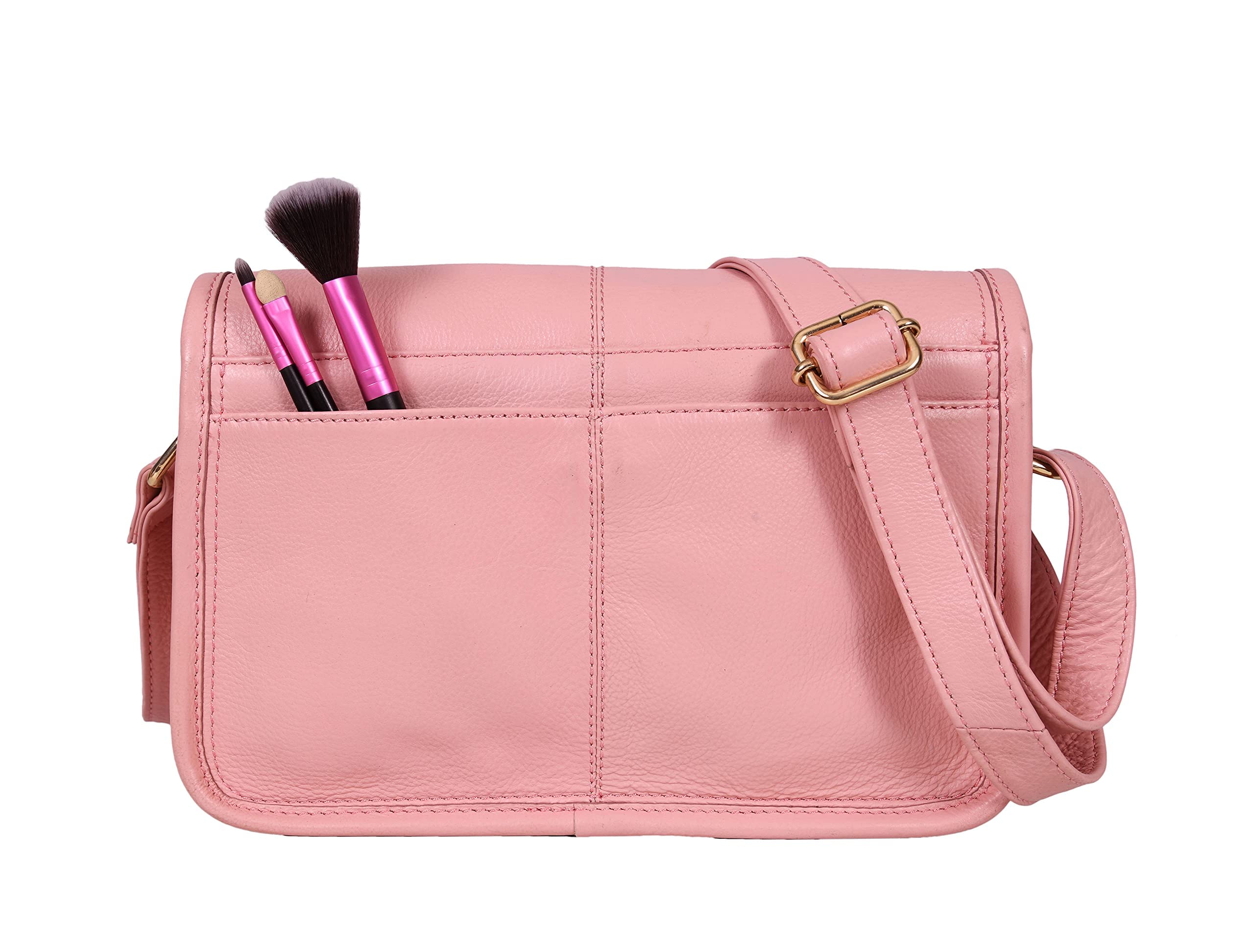 Aaron Leather Goods Crossbody Bags for Women Soft Leather Purses and Handbags Multi Pocket Shoulder Bag (Peach)