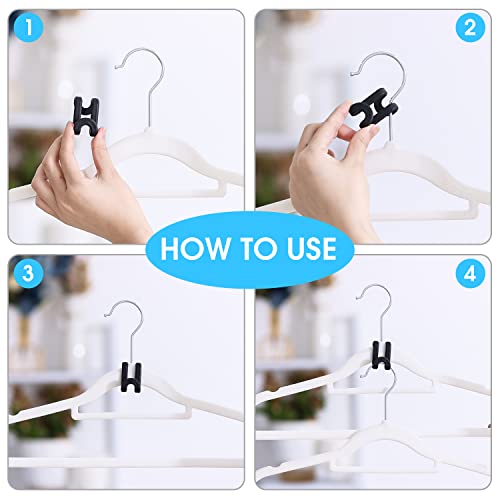 80 PCS Black Clothes Hanger Connector Hooks, Plastic Mini Cascading Hooks Organizer for Stack Clothes Space Saving for Closet Heavy Duty, Black