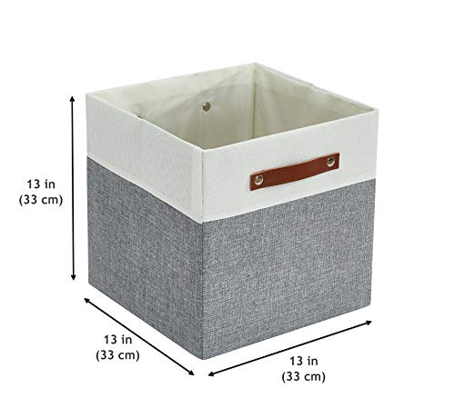 DECOMOMO 13 inch Cube Storage Bins 13 X 13 Storage Cubes, Fabric Cube Storage Bin for Clothes Toys Books Shelves Closet Bedroom Bathroom Nursery (Grey and White, 4pcs)