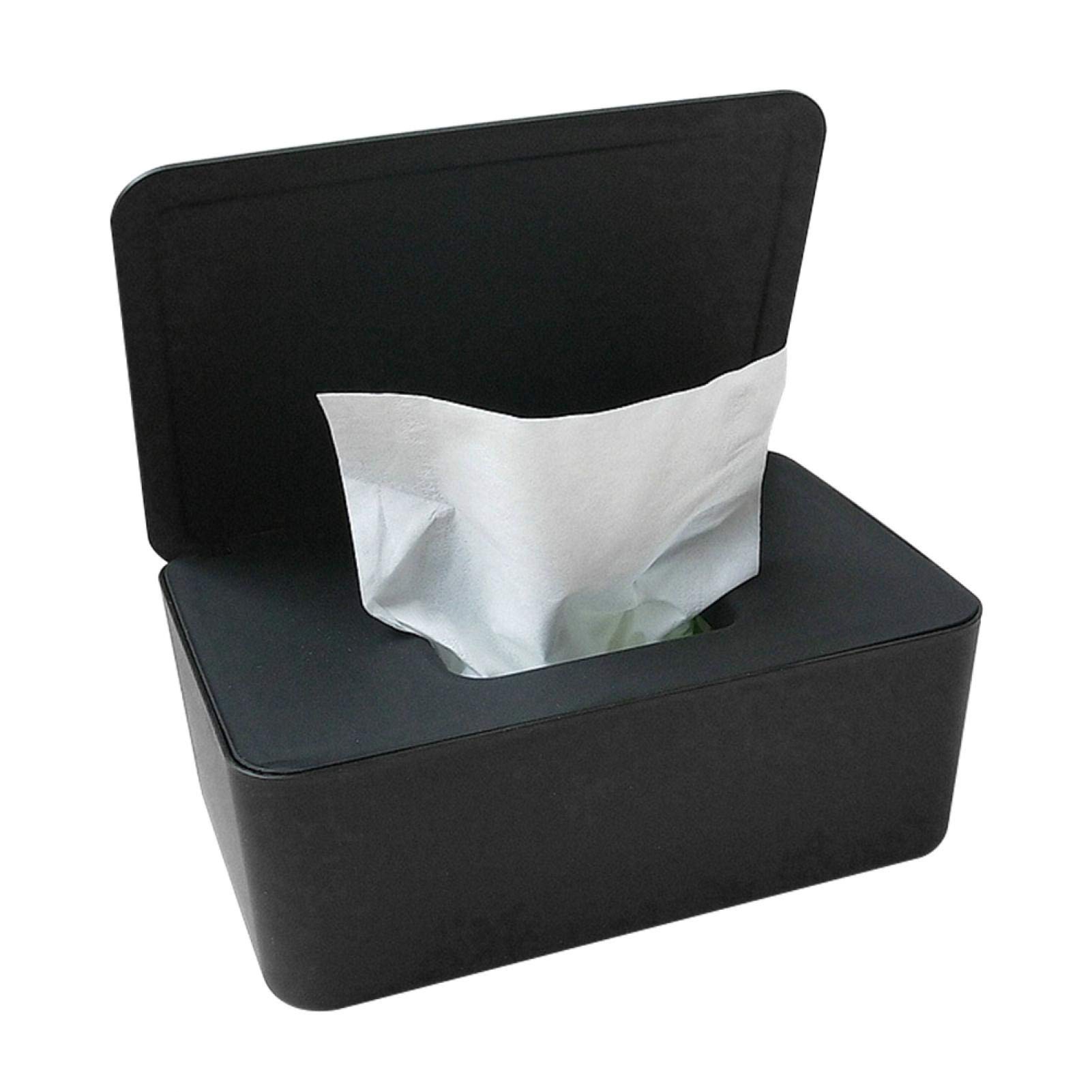 Wipes Dispenser, Baby Wipes Case, Dustproof Moisture-Keeping with Lid, Storage Case Tissues Box Non-Slip Wipe Container with Sealing Design for Home Office(Black)