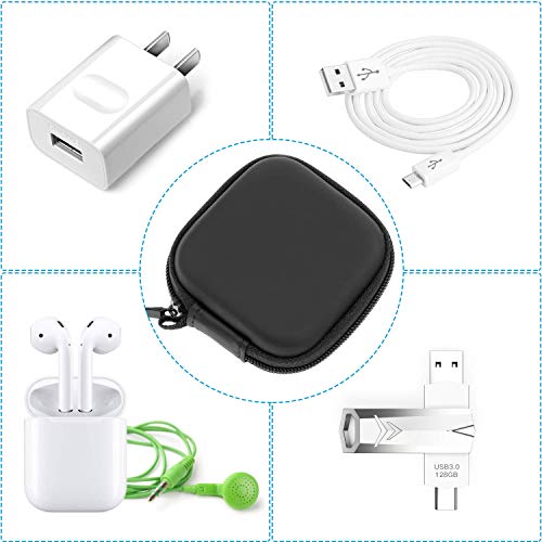 Earbud Case, Cridoz Earphone Case Headphone EVA Earbud Holder with Stainless Steel Carabiner Cell Phone Accessories Organizer Mini Earbud Pouch for Wireless Earbuds, Bluetooth Headset, SD Memory Card