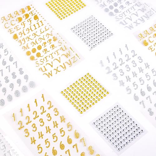28 Pieces Graduation Cap Decorations Kit, Letter Stickers, 6 Letter Stickers 6 Digital Stickers 16 Rhinestone Stickers Suitable for Graduation Cap DIY Greeting Cards Gift Box Decoration