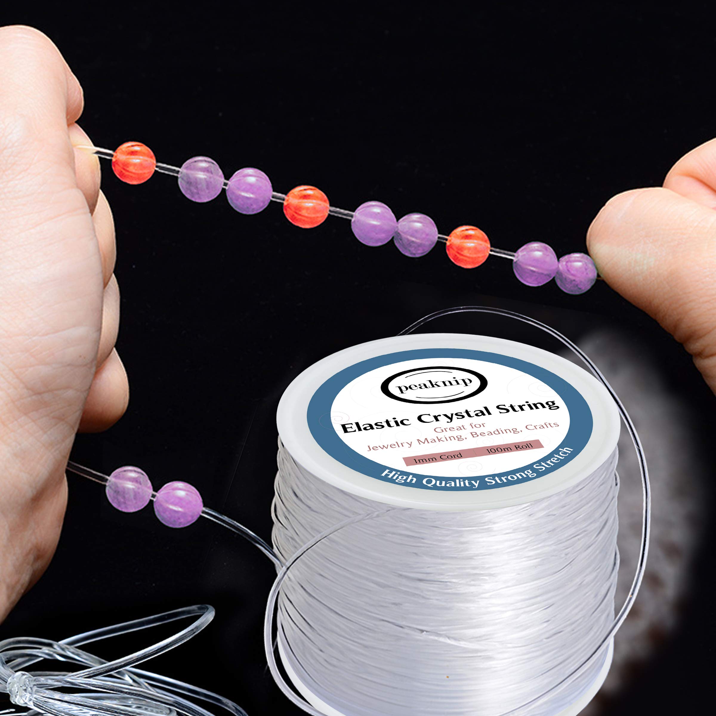 1mm Elastic Bracelet String - Elastic Cord for Necklace, Bracelet Beading and Jewelry Making - Strong and Stretchy (Clear)