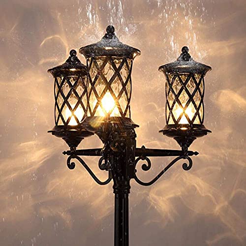 3 Head High Pole Landscape Street Light Aluminum Pole Light Outdoor Waterproof Courtyard Garden Community European Lamp Villa Home Retro Led