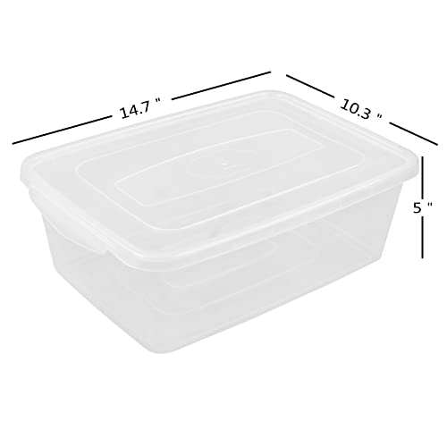 Kekow 4-Pack Plastic Clear Storage Bins with Lids, Plastic Latch Storage Box, 14 L