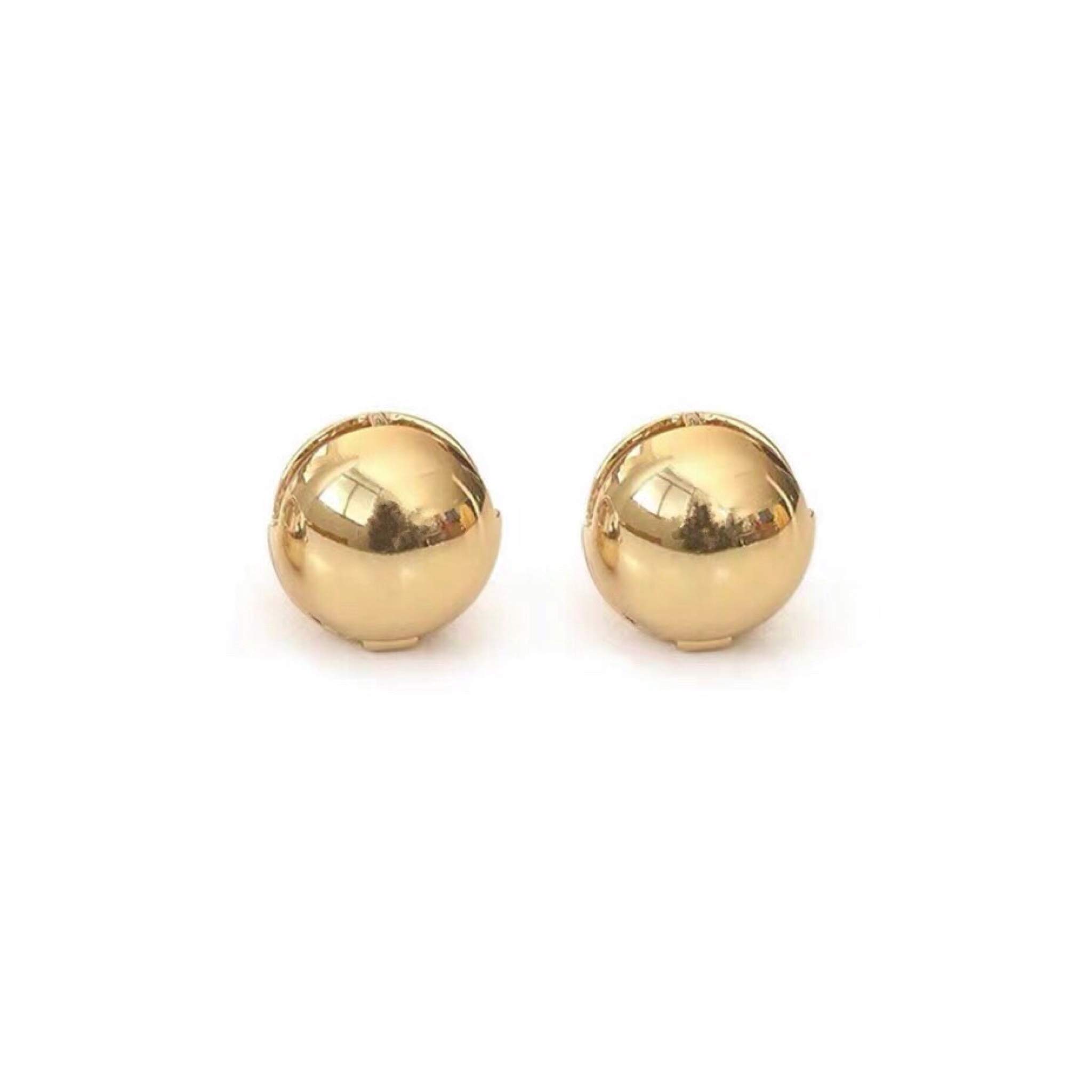 18K Gold Plated Brass Ball Stud Earrings, Minimalist Earrings, Silver Posts, Minimal Women Jewelry