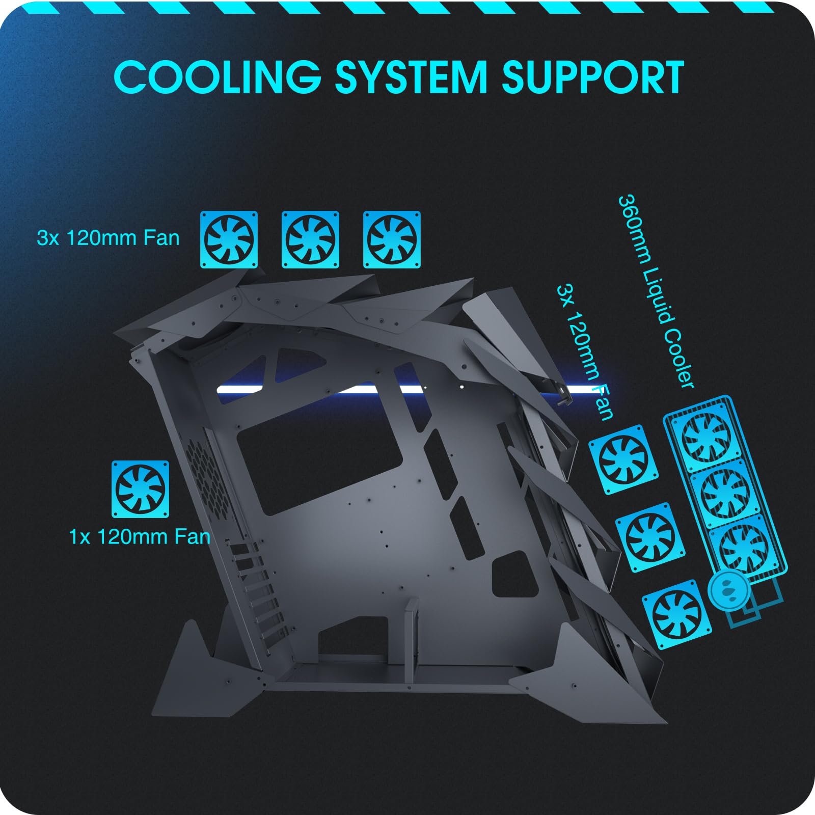 Vetroo K1 Pangolin Mid-Tower ATX PC Gaming Case, Dual Tempered Glass, USB 3.0 I/O Panel High Airflow Computer Case Max 360mm Water Cooler Support (Fans are not Included)