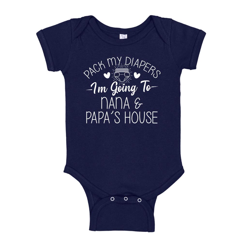 I'm Going to Nana and Papa's House Baby Bodysuit One Piece NB Navy Blue