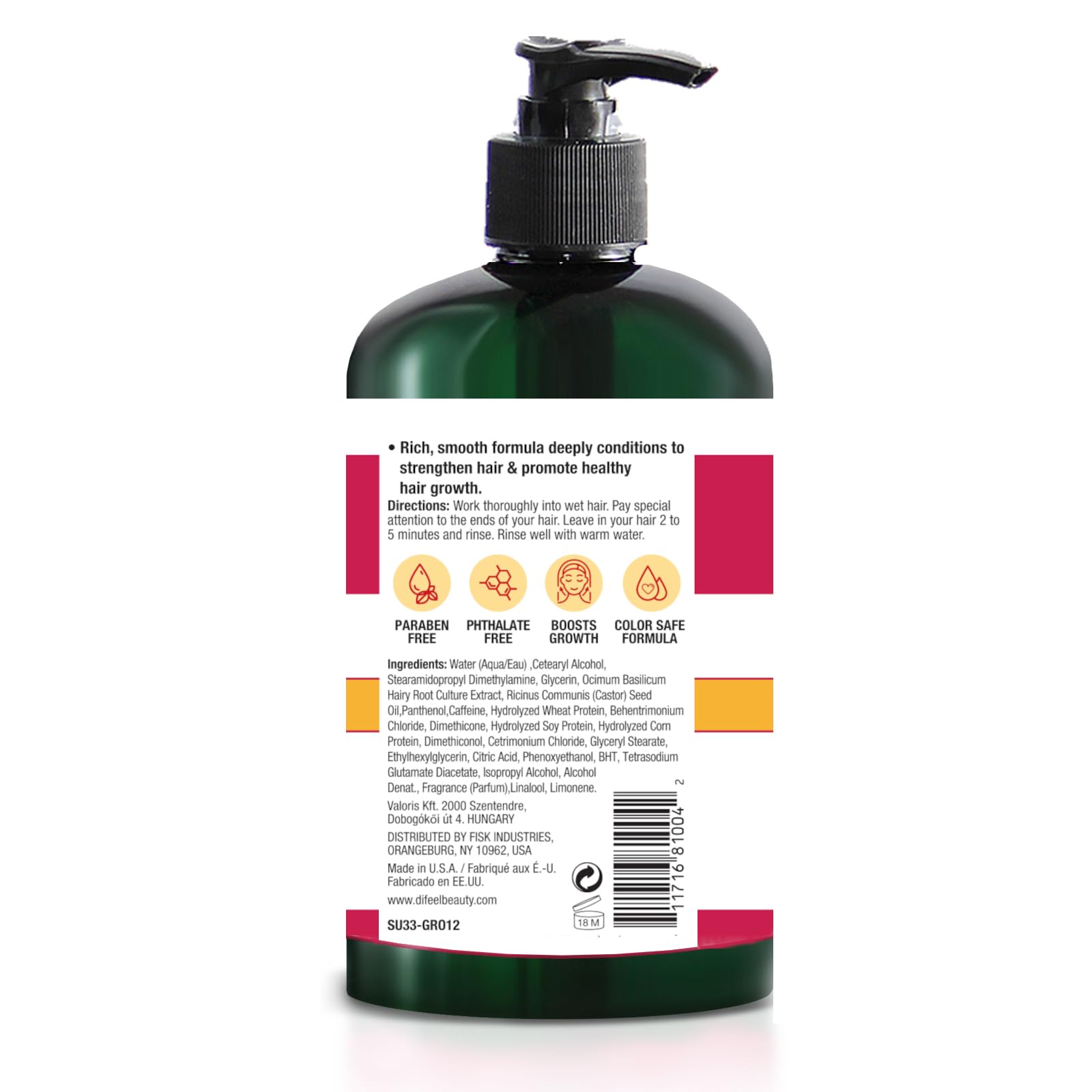 Difeel Ultra Growth 3-PC Set: Shampoo 12 oz, Conditioner 12 oz & Hair Oil 8 oz
