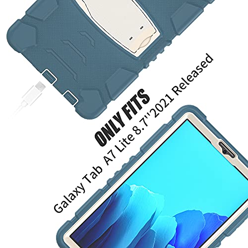 Litchi Samsung Galaxy Tab A7 Lite Case 2021, Galaxy Tab A7 Lite 8.7 Inch Case with Kickstand, Protective Rugged Case for SM-T220/T225-Cornflower Blue