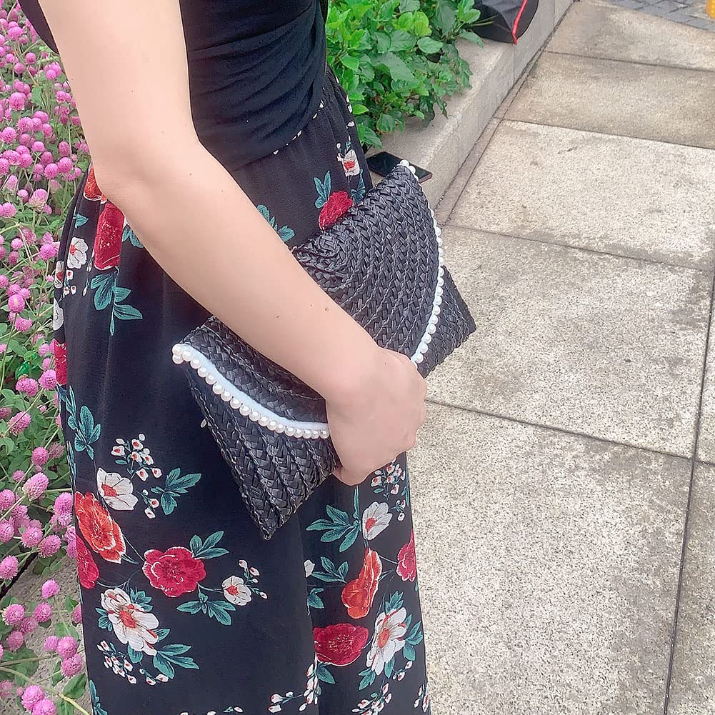 alilove Straw Clutch Bags for Women Summer Evening Handbags Bride Wedding Purse Vacation Beach Clutch Handmade Woven Envelope Wallet