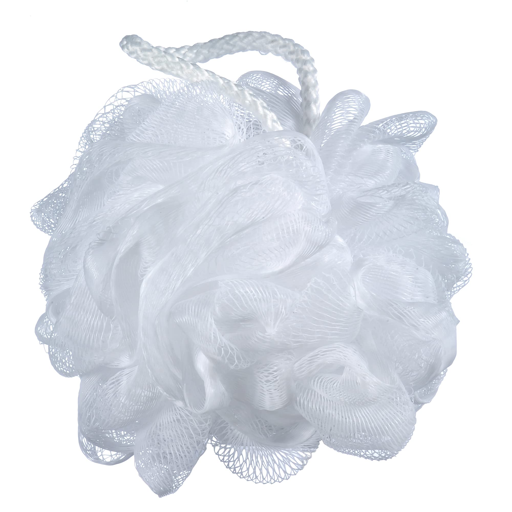 iboodi 60g/pcs White Mesh Bath Sponge Pouf Shower Loofahs Shower Puff Pack of 4 (White)