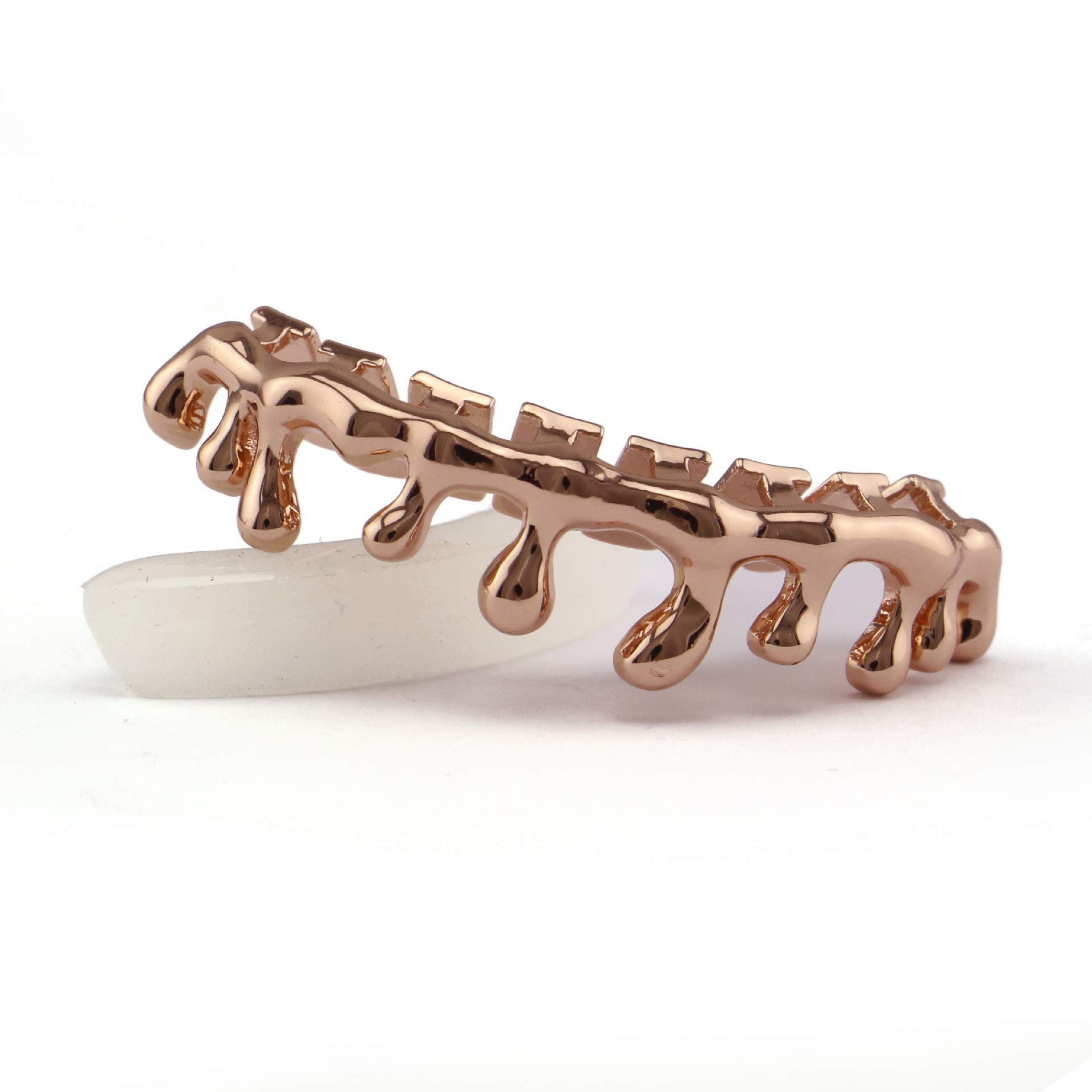18k Gold Teardrop Bottom Grillz 6 Teeth Lower Teeth Drip Cap Grillz