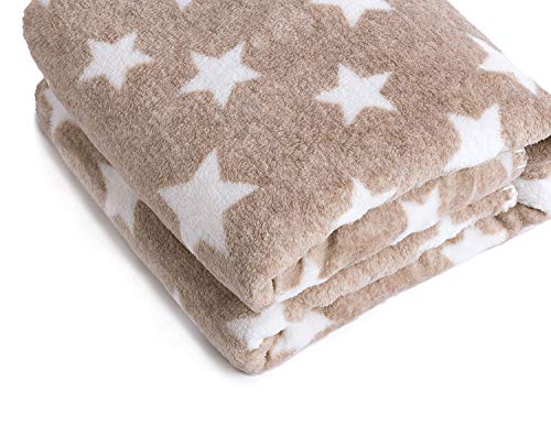 Baby Plush Blanket Security Blanket Double Layer Star Print Sherpa Coral Fleece 30x40 INCH (Camel)