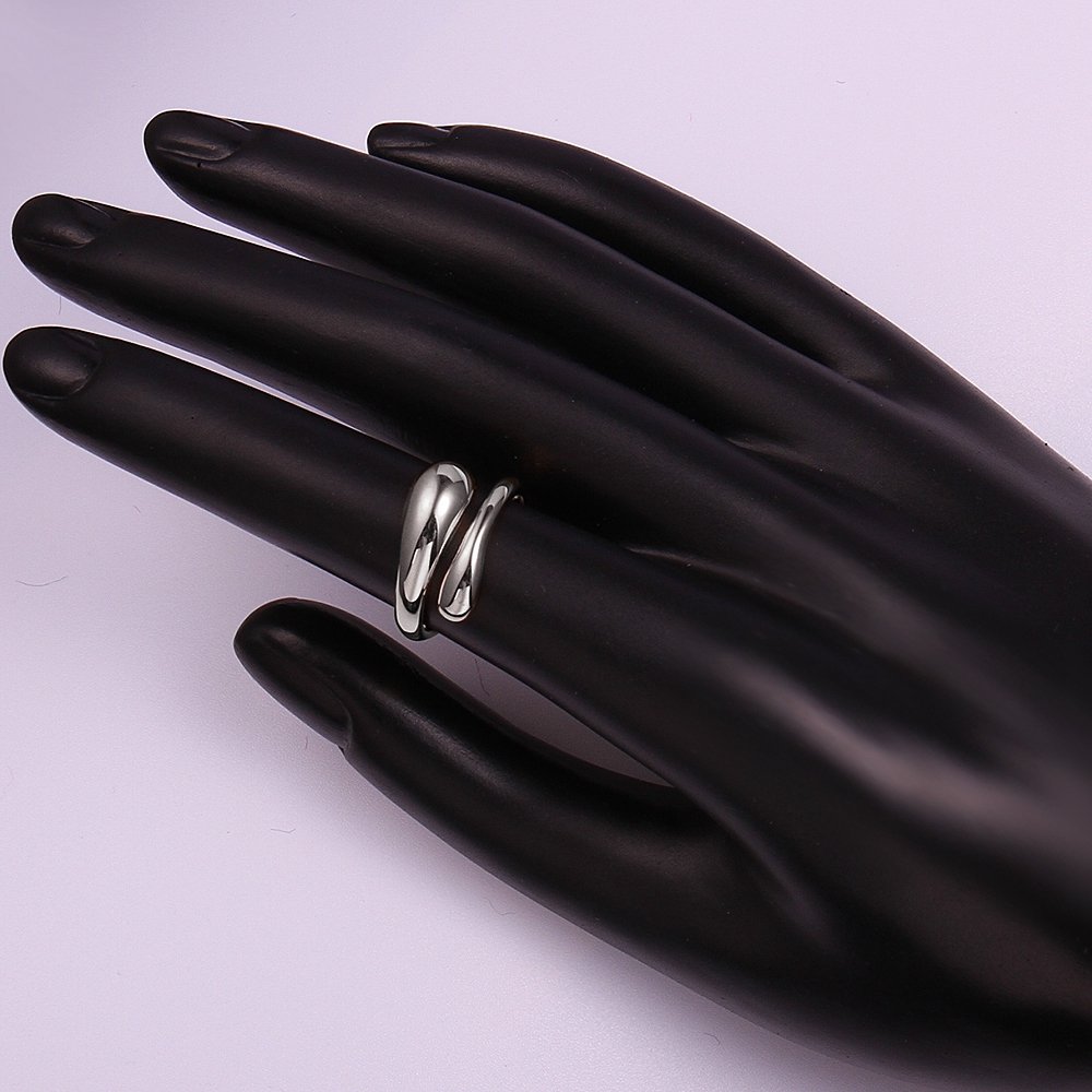 18k Platinum-Plated Minimalist Waterdrop Open Ring Thumb Wrap Finger Band Adjustable Eternity Promise Engagement Wedding Statement Rings Simple Jewelry for Women