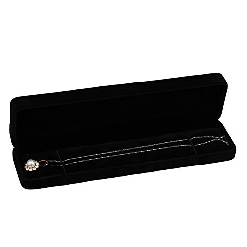 BroKet Jewelry Storage Box Display Storage Case Velvet Presentation Jewelry Ring Necklace Bracelet Storage Display Box Case Gift Black Necklace Box#