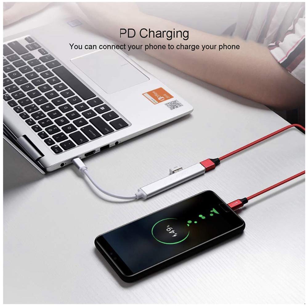 USB C to USB Hub 4 Ports Adapter Expander with USB 3.0, 3 USB 2.0 Ports - Support OTG Function - Portable Aluminum Laptop Accessories for MacBook Pro/Air, iPad Pro/Air 4, Chromebook (Silver)