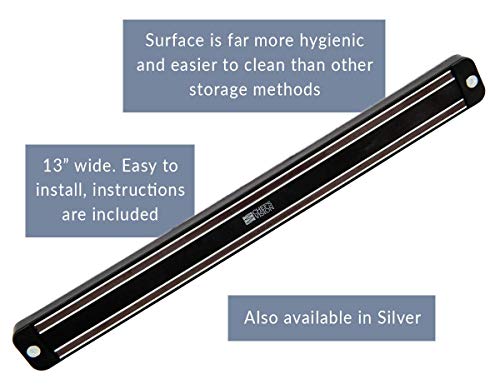 Black Wall-Mounted Magnetic Kitchen Knife Holder - BEHOLD by Chef's Vision - Magnetic Strip for Kitchen Knives - Stylish Kitchen Knife Bar Display - Ideal For Color Knives
