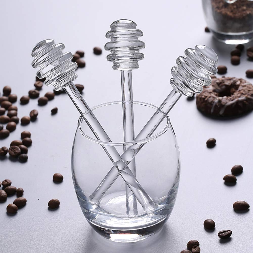 2Pcs Transparent 6" Glass Honey Dipper Sticks Stirring Sticks Server Honey Spoon Dipper Stirrer Honey Wand for Honey Pot Jar Containers Honey Dispense Drizzle, Clear Asparagus Servers Flatware,Servers
