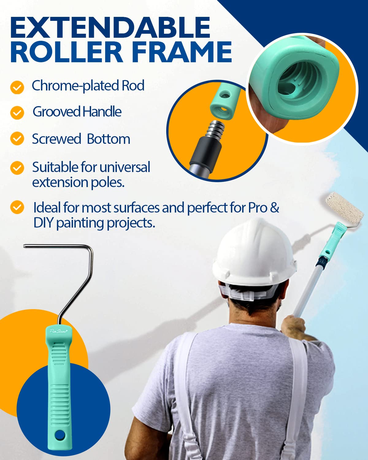 4 inch Small Paint Roller Tray Set, PinStone 12pcs 4" Mini Paint Roller with Extension Threads, 10 Microfiber Covers & Paint Preservation Tray Lid, Mini Rollers for Painting Walls, Cabinets, Touch-ups