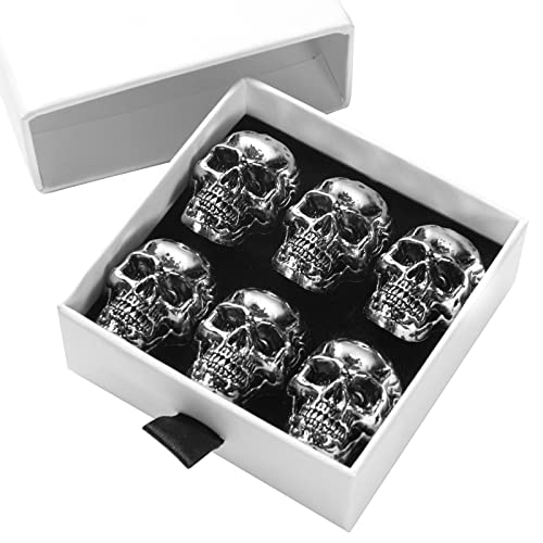 6 Pcs Skull Refrigerator Magnets,Cool,Strong,Cute,Funny Goth Fridge Magnets for Adults, for Kitchen Decor,Office Whiteboards, and Lockers, Pins for Maps, Calendars, Files, Notes, and Photos (Sliver)