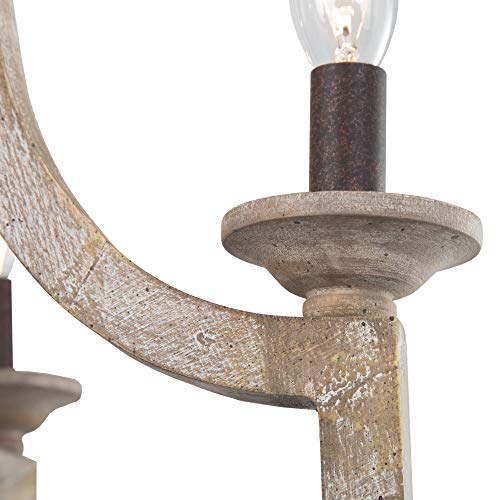 LOG BARN Farmhouse Chandelier, Wood Chandelier Lighting for Kitchen Island, Dining Room, 5-Light, 23β W