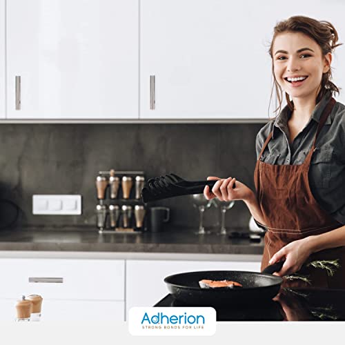 Adherion Adhesive Cabinet Stick On Door Handles 5" | No Drilling Stick On Handle for Drawers Doors Wardrobes Windows | 3M Handle Adhesive | 2 Pack Brushed Nickel | All Metal Stick On Cabinet Handles |