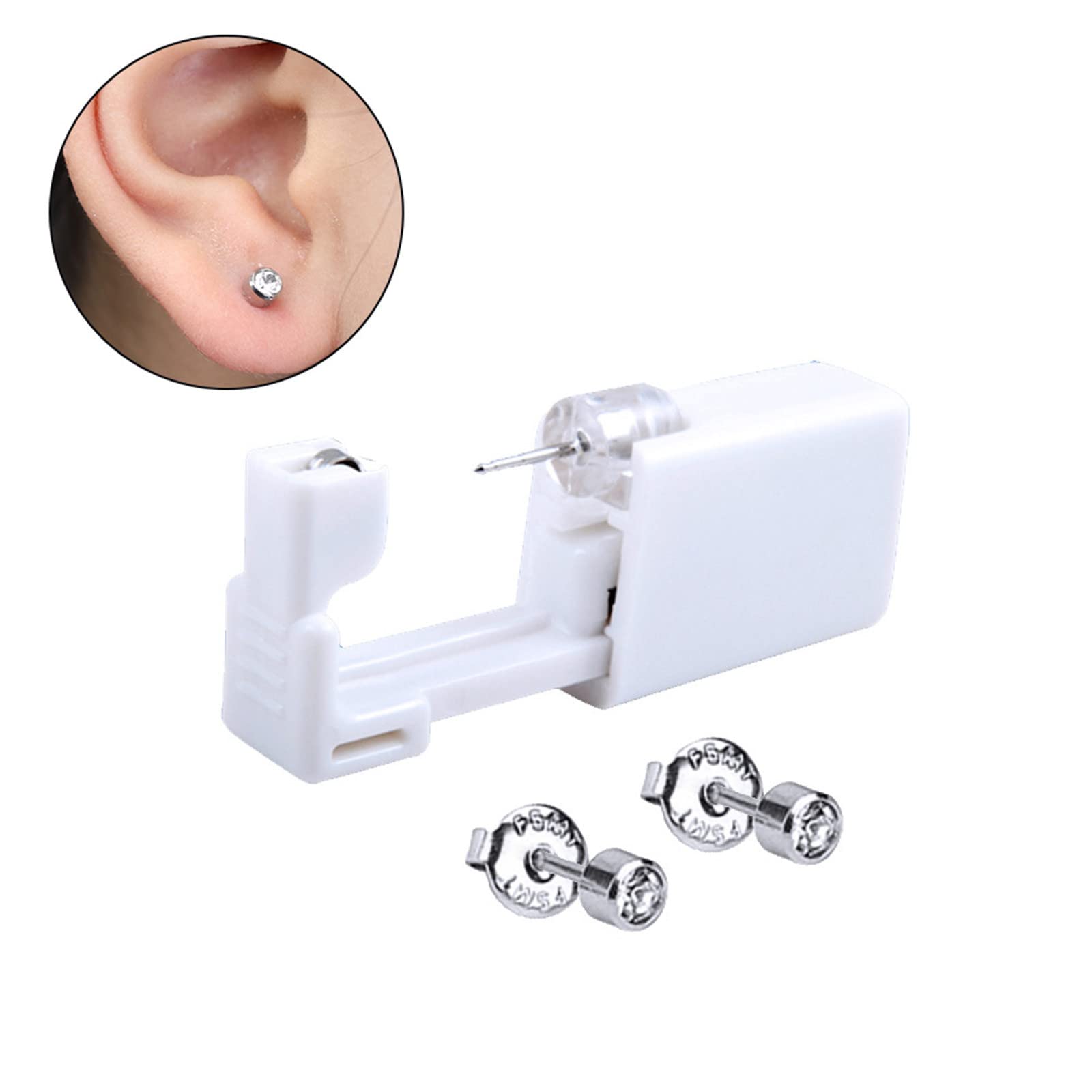 2 Pack Self Ear Piercing Gun Earring Piercing Kit No Pain Easy Use Ear Piercing Gun Kit Tool with Stud For Ears, Nose And Lips