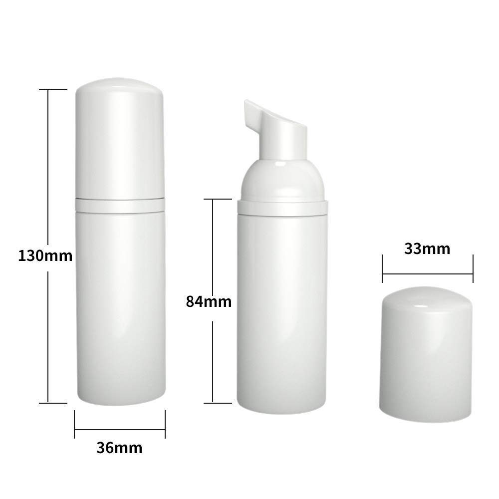 EVERGD 2oz/60ml Plastic Foam Dispenser Bottle | Mini Foaming Pump Dispenser Empty - for Refillable Travel Hand Soap Foaming, Shampoo, Castile & BPA Free (16) White