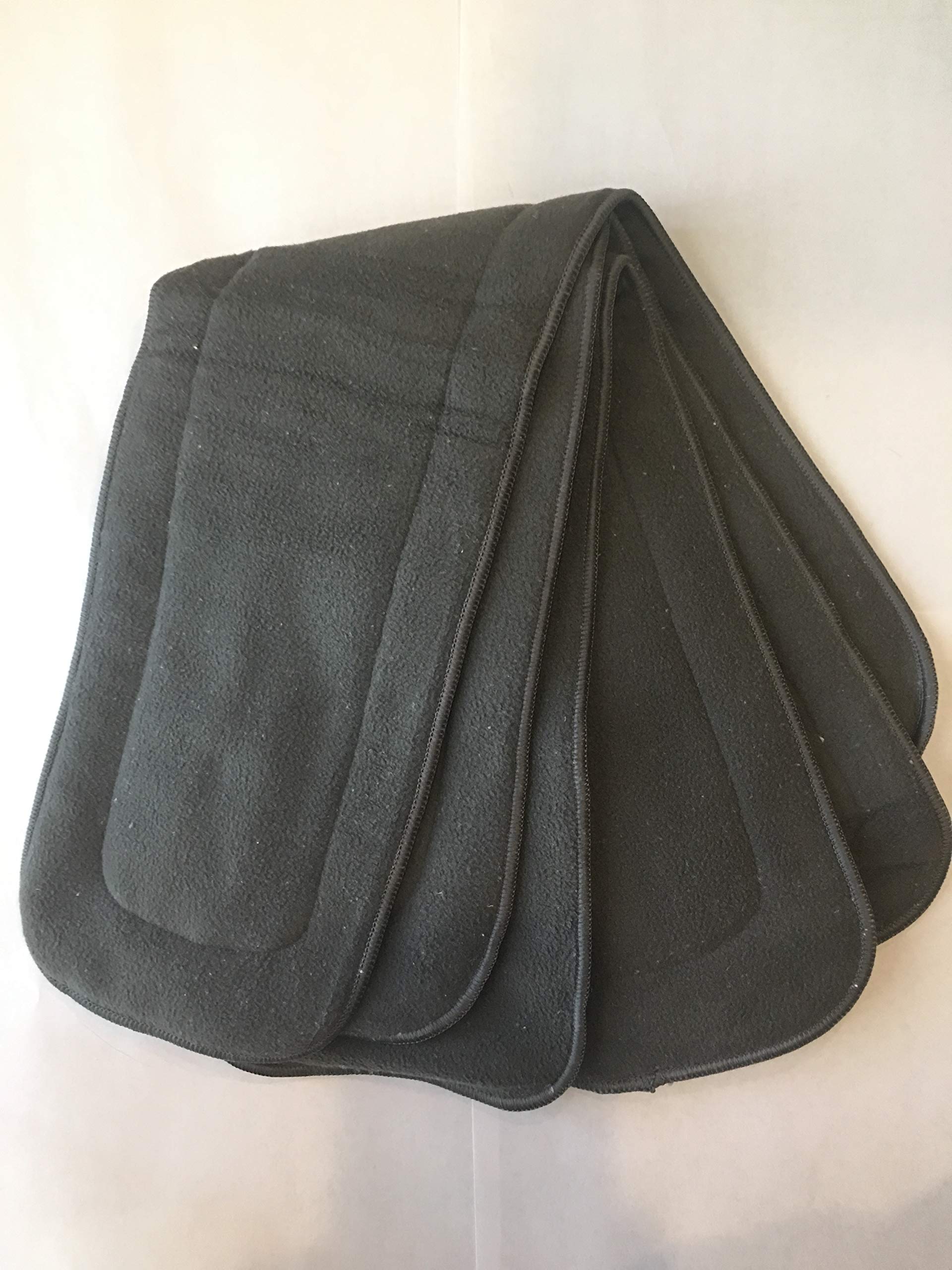 Adult Cloth Diaper Insert Pads โ Oversize (6x24), Charcoal Bamboo & Microfleece Booster Pad is Washable, Reusable, Absorbent, 4-Layer Inserts for use with Diapers for Incontinence, Babyland (3)