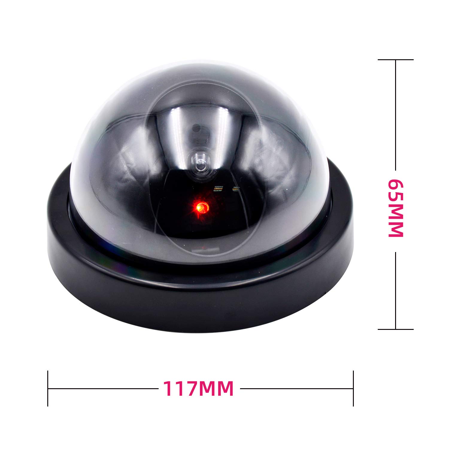 EXCERCUS Fake Security Camera,Simulation Dummy Hemisphere Dome Camera,Wireless Surveillance System Realistic Look Indoor Waterproof with Flashing Red LED Light for Home Business Parking lot,4 Pack