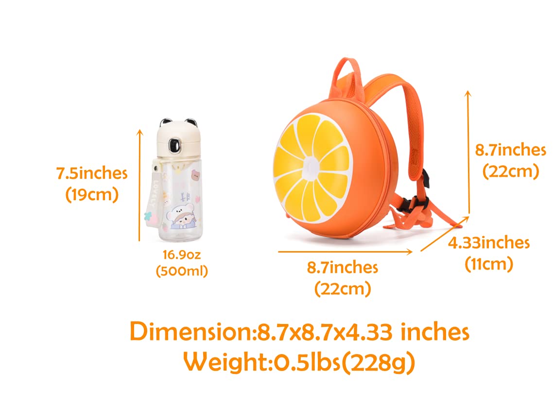 Kids happy Toddler Backpack with Leash,Child Safety Harness Backpack,Kids Backpack Harness Leash,Toddler Waterproof Backpack with Leash, Fruit Pattern,for Age 1-10 Years (Orange), 9x9x4 inch (LT010)