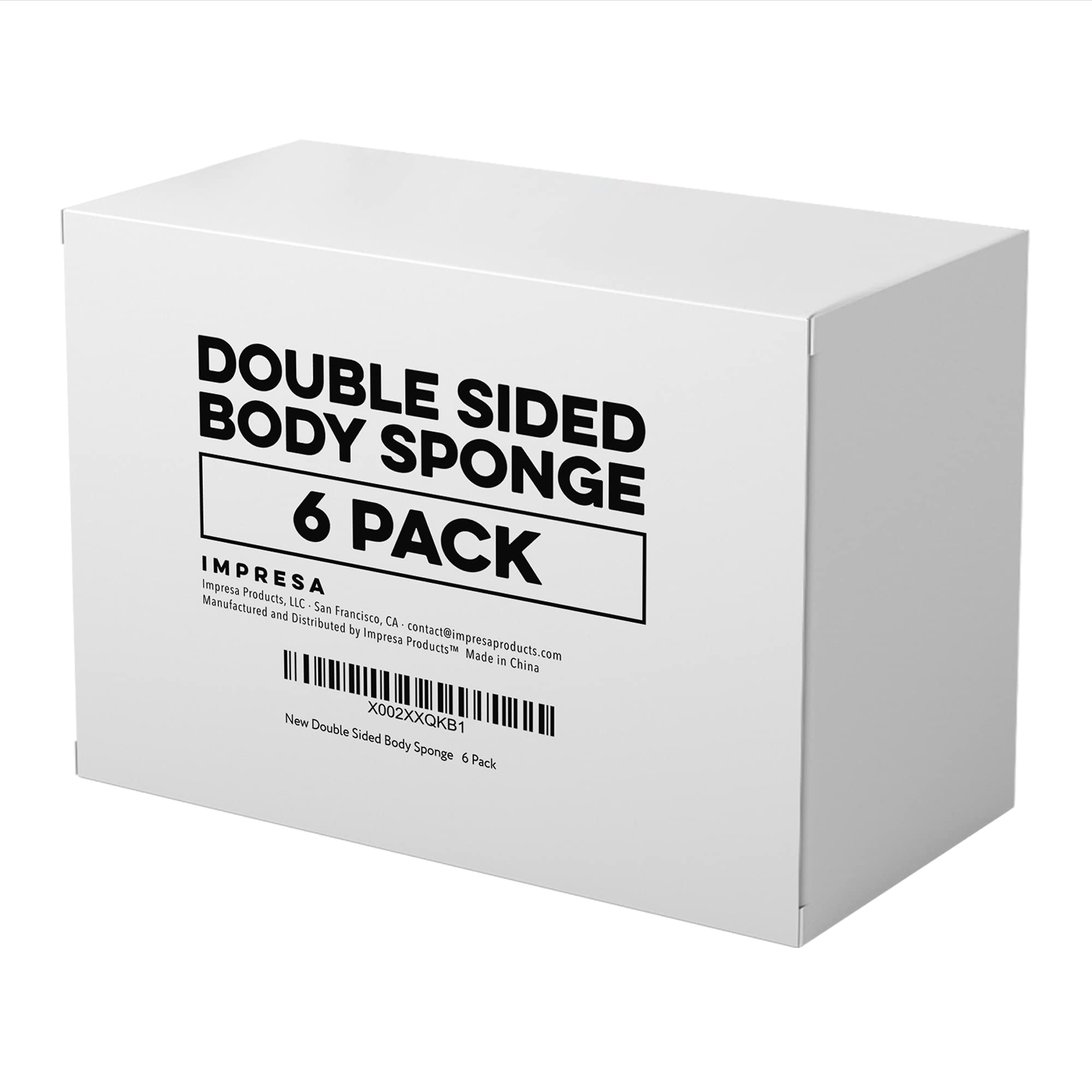 IMPRESA 6 Pack Double Sided Body Sponge for Daily Deep Cleansing and Regular Exfoliating - Double Sided Buff Puff Style Exfoliating Pads Puf for Removing Dead Skin & Dirt - All Skin Types