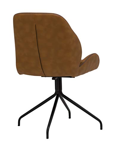 Calico Designs Devonport Swivel Armless, No Casters, Home Office Accent Chair in Black Metal 4-Star Base/Anitque Spotted Copper Faux Leather with Stitch Detail