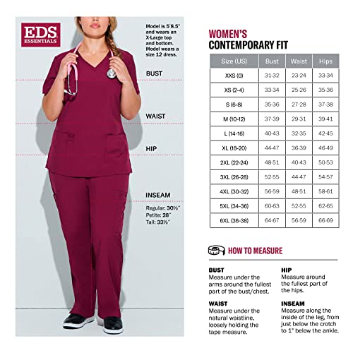 EDS Essentials Jogger Scrubs for Women, Drawstring Scrub Pants DK065, M, Black