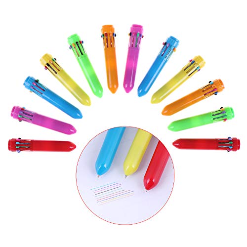 30 Packs Neon 10-in-1 Mini Shuttle Pens Plastic Retractable Ballpoint PensĀ for Kids Students Gift Office School Supplies,6 Colors